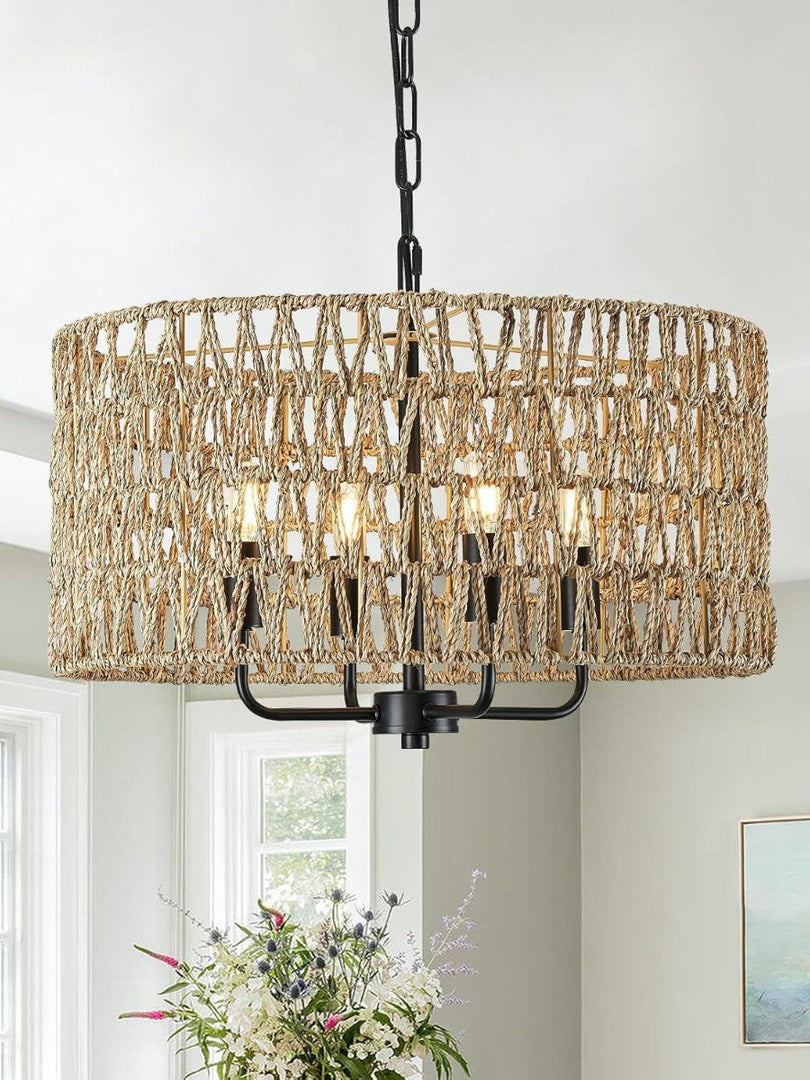 Bohemian Rattan Farmhouse Chandelier For Bedroom | OODIOO – Oodioo