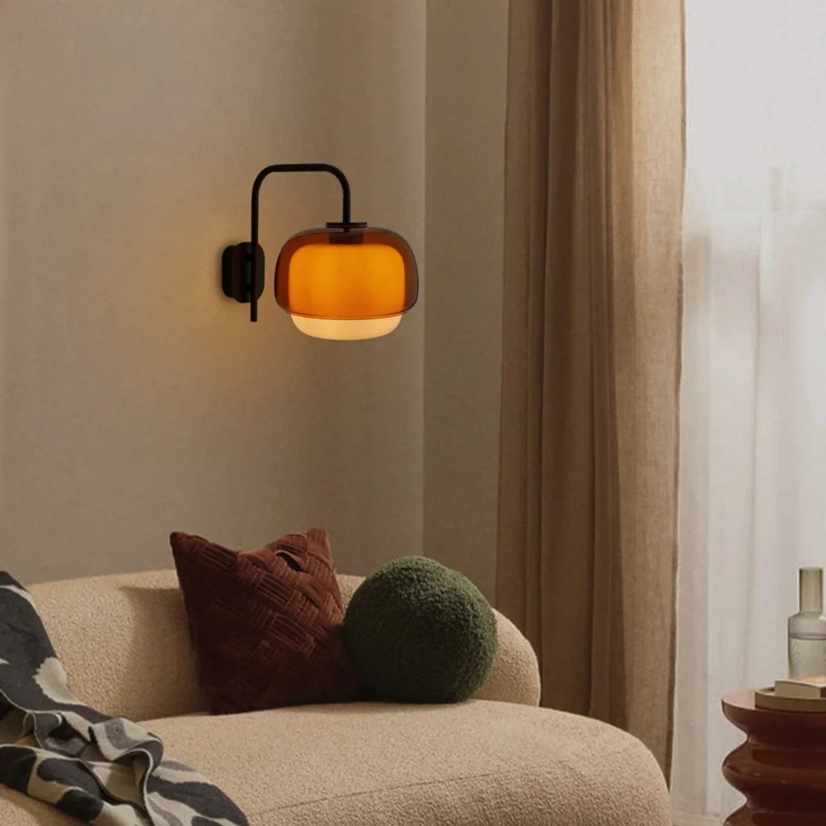 Stained Glass Bedside Wall Light – Double Dome Scandinavian Sconce – Oodioo